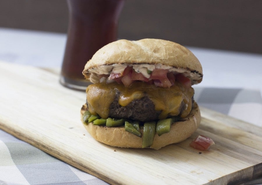 Roasted Poblano Cheeseburgers | Cake 'n Knife