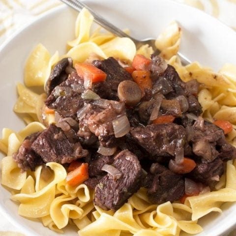 Braised Short Rib Stew with Red Wine & Mushrooms | Cake 'n Knife