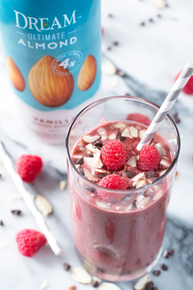 Boozy Chocolate-Covered Raspberry Smoothies | Cake 'n Knife