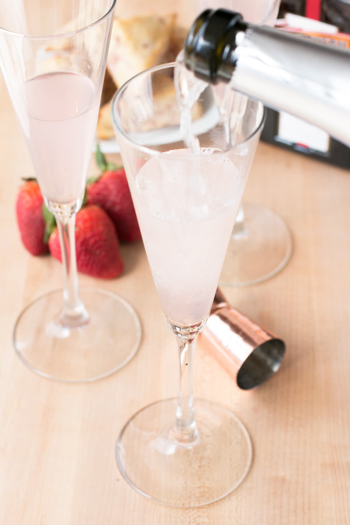 Strawberry Rhubarb Champagne Cocktail | Cake 'n Knife