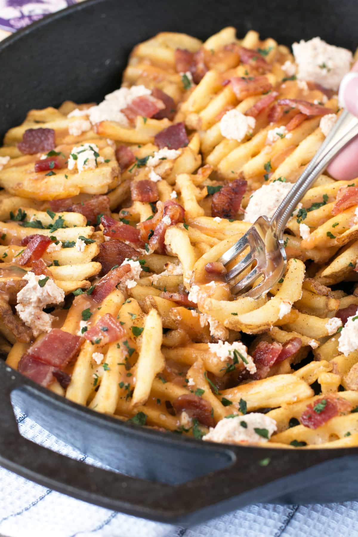 Waffle Fry Spicy Pepper Bacon Poutine | Cake 'n Knife