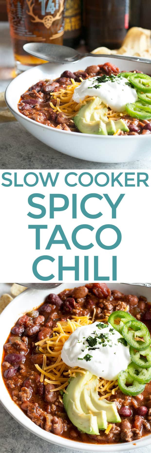 Slow Cooker Spicy Taco Chili - Cake 'n Knife