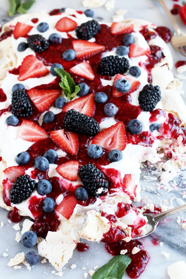 Smashed Mixed Berry Pavlova Recipe | Cake 'n Knife