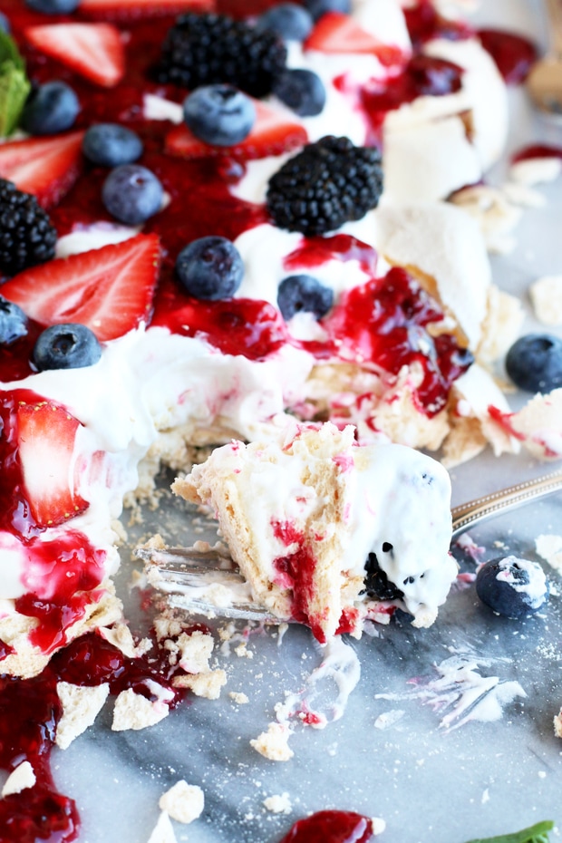 Smashed Mixed Berry Pavlova Recipe | Cake 'n Knife