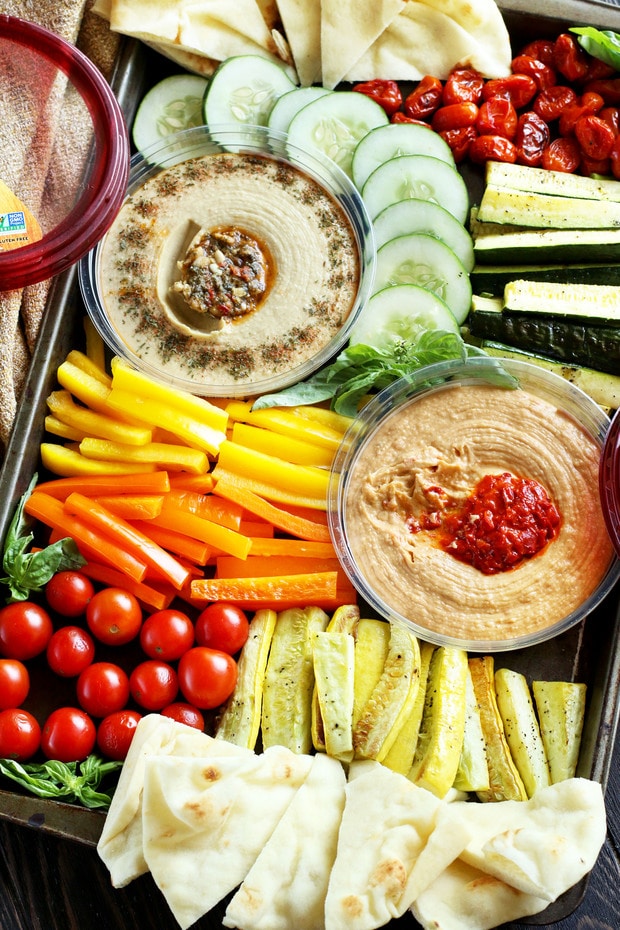 Summer Garden Vegetable Hummus Board | Cake 'n Knife