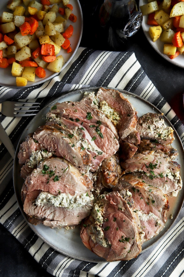 Herb Goat Cheese Stuffed Leg of Lamb | Cake 'n Knife
