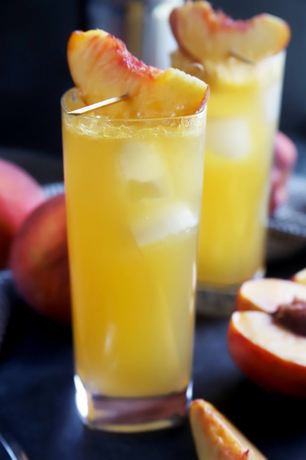 Easy Peach Highball Cocktail Recipe | Cake 'n Knife