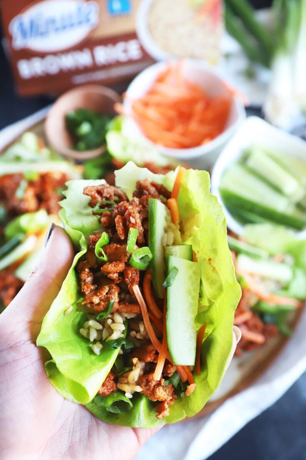 Korean Ground Turkey and Rice Lettuce Wraps | Cake 'n Knife