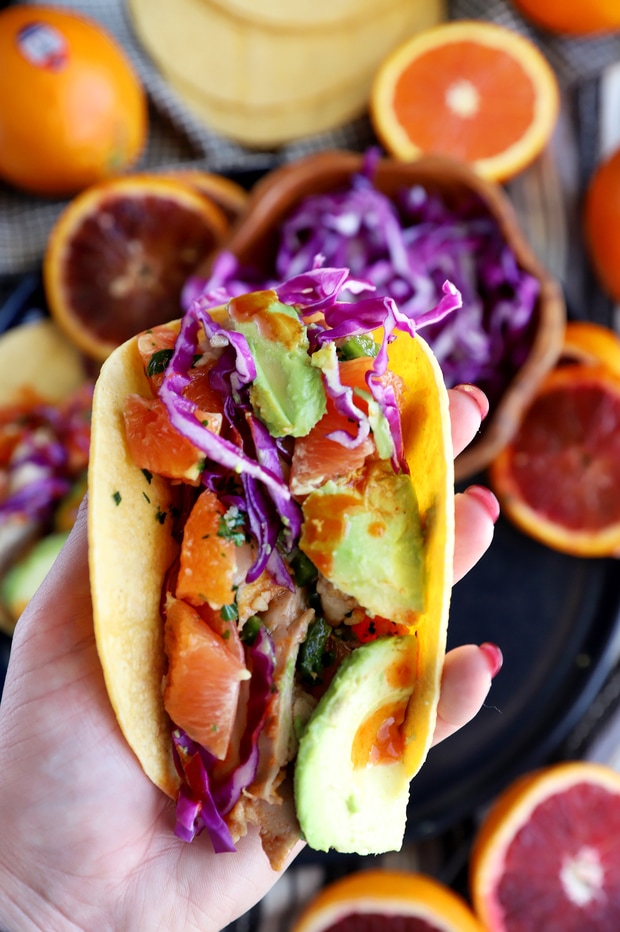 Blood Orange Honey Ginger Chicken Tacos | Cake 'n Knife