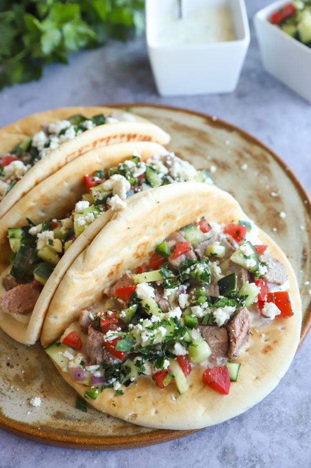 Greek Gyro Lamb Tacos | Cake 'n Knife