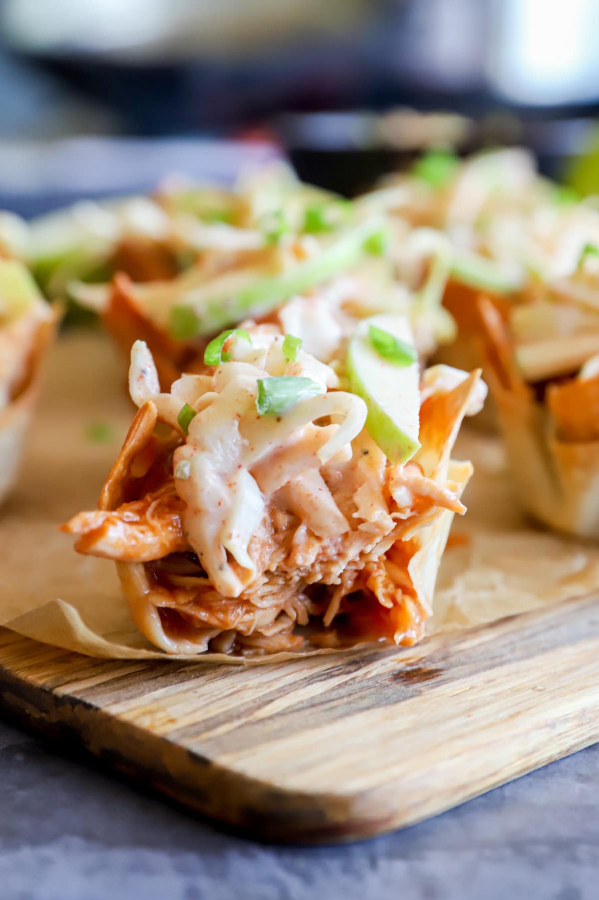 Spicy BBQ Chicken Wonton Cups | Cake 'n Knife