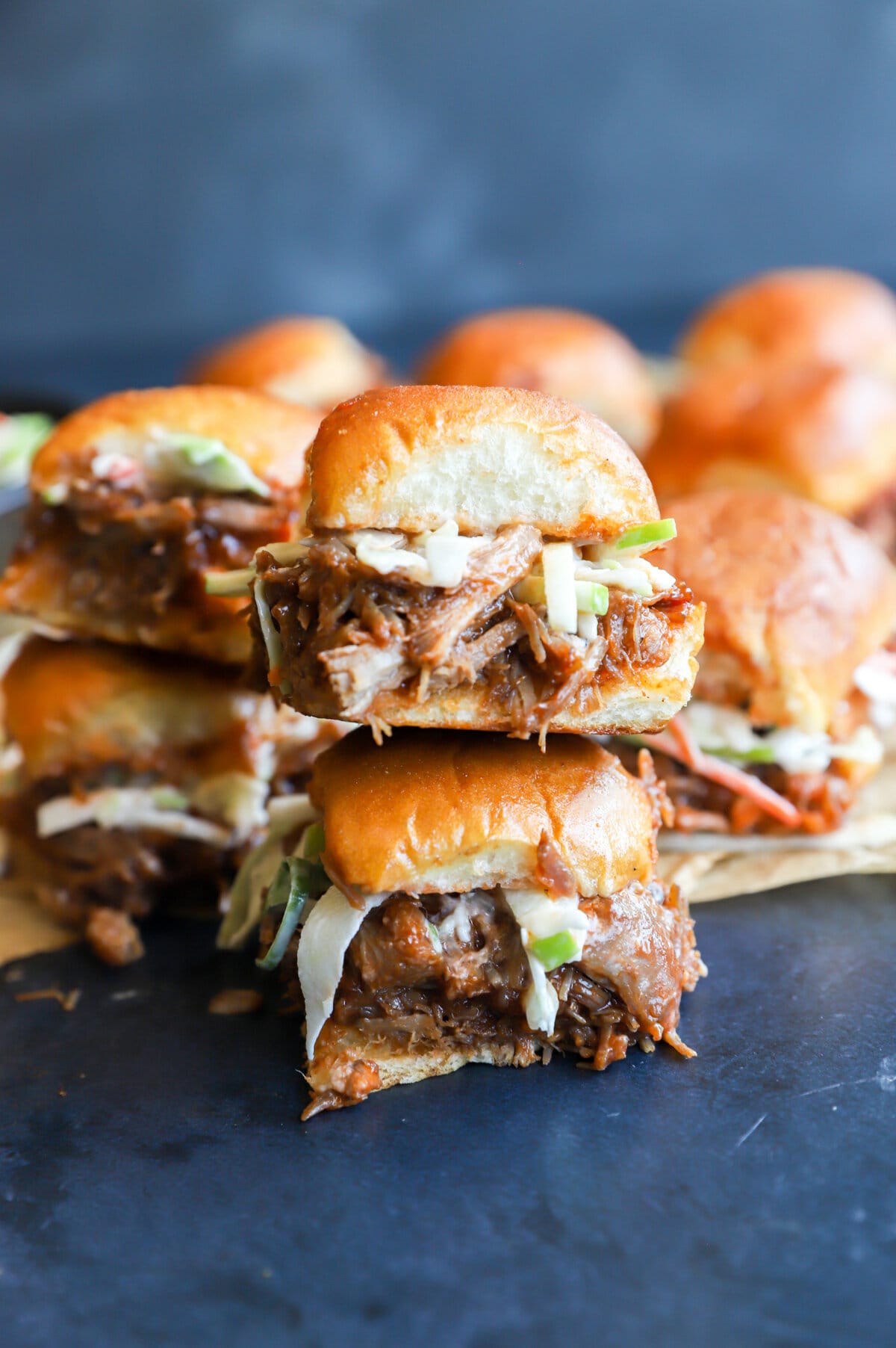 BBQ Pulled Pork Sliders with Apple Coleslaw | Cake 'n Knife