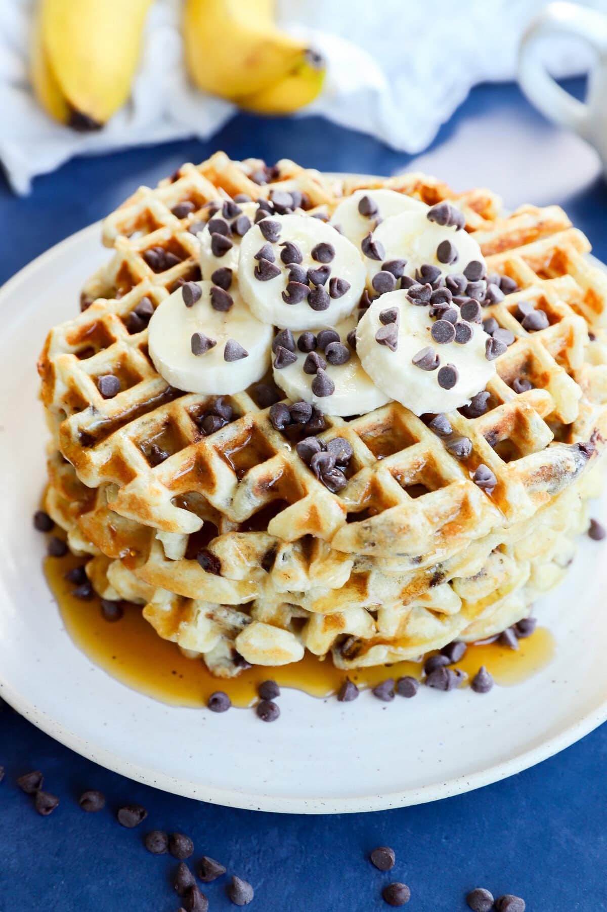 The Easiest Chocolate Chip Banana Waffles Recipe | Cake 'n Knife