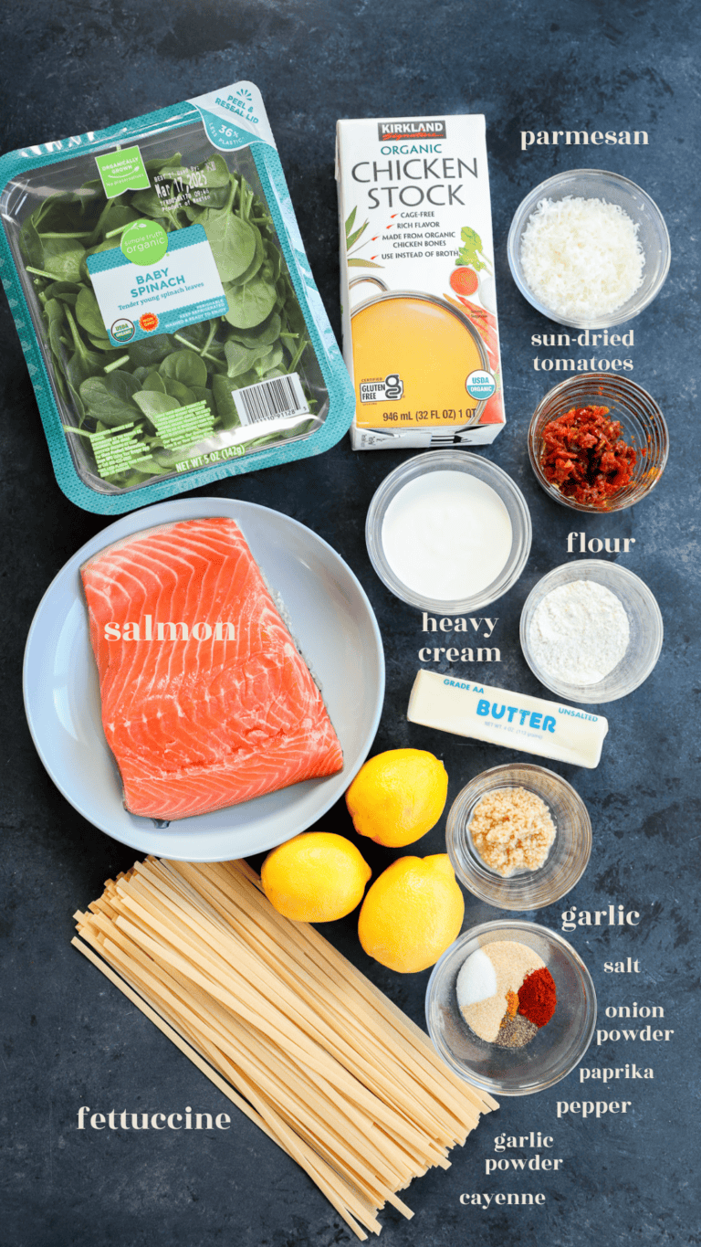 The Easiest Creamy Lemon Salmon Pasta Recipe (with Greens!) | Cake 'n Knife